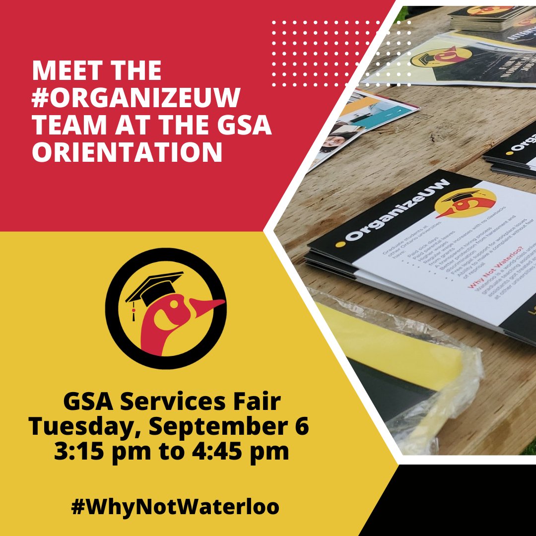 Meet the #OrganizeUW Team at the GSA Orientation | Organize UWaterloo